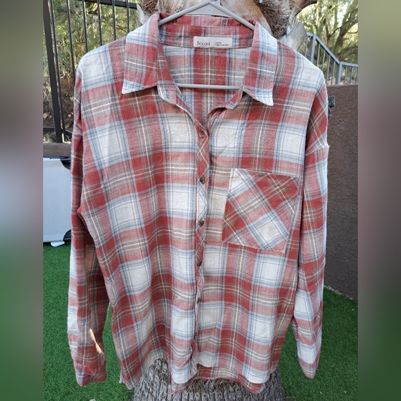 Becool | Tops | Becool Plaid Flannel Button Up Shirt M | Poshmark
